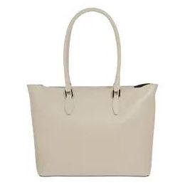 Shopper CLUTY, Damen, Gr. B/H/T: 40cm x 30cm x 12cm onesize, beige, Leder, leicht gl&auml;nzend, unifarben, Taschen Shopper, echt Leder, Made in Italy