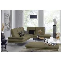 Ecksofa W.Schillig "broadway, Designsofa, mit tollem Sitzkomfort, L-Form", gr&uuml;n (camouflage z69), B:284cm H:94cm T:224cm, Longlife Xtra-Leder Z69: Das feinnarbige, gedeckte Softleder Z69 besticht durch seine au&szlig;ergew&ouml;hnliche Weichheit im trendigen &raquo;Vintage-Look&laquo;, Hautst&auml;rke 0, 9 - 1, 1 mm, Sofas, Ecksofa, Sitztiefenverstellung, Kopfteil- & Seitenteilverstellung, Breite 284cm