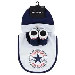 Neugeborenen-Geschenkset Converse "CHUCK INFANT HAT BIB BOOTIE SET 3PC", Jungen, Gr. 86/92 (6/12), schwarz (obsidian), Obermaterial: 62% Baumwolle, 34% Polyester, 4% Elasthan, KOB Set-Artikel, f&uuml;r Babys, dreiteiliges Set, mit Elasthan-Anteil