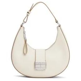 Tommy Hilfiger Schultertasche TOMMY JEANS "TJW CRUSH SHOULDER BAG", Damen, Gr. B/H/T: 25,5cm x 22,2cm x 6,5cm, creme, Lederimitat, Taschen Schultertasche, Damen Hobo, Umh&auml;ngetasche, Tragetasche mit Logo-Schmuckelement