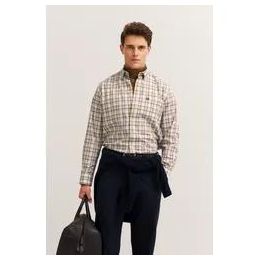 Langarmhemd Bugatti "Modern Fit", Herren, Gr. XL, Normalgr&ouml;&szlig;en, 40, beige, 100% Baumwolle, kariert, normal, eckige 2-Knopf-Manschette, Hemden, kariert mit Brusttasche & Easy-Care