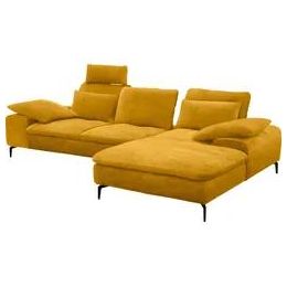 Ecksofa W.Schillig "valentinoo, Designsofa, bequem, elegant und zeitlos, L-Form", gelb (sunrise z73), B:299cm H:83cm T:178cm, Longlife Xtra-Leder Z73: Naturwalkleder der Luxusklasse aus den erlesensten Rohh&auml;uten. Hautst&auml;rke 1, 1 &ndash; 1, 3 mm, Sofas, Ecksofa, inklusive Hocker, mit Sitztiefenverstellung, Breite 299 cm