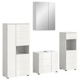 Badm&ouml;bel-Set Welltime "Biel, H&ouml;he 190 cm, Midischrank, Unterschrank, Spiegel, Standschrank", wei&szlig; (wei&szlig; melamin), B:188cm H:190cm T:34cm, Kastenm&ouml;bel-Sets, Badm&ouml;bel-Set, Bad Set, modernes Design, Hochschrank, Unterschrank, Spiegel