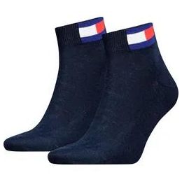 Kurzsocken Tommy Hilfiger "TH UNI TJ QUARTER 2P FLAG", Herren, Gr. 39-42, blau (schwarz navy), Baumwollmischung, Socken, Verst&auml;rkte Ferse und Spitze f&uuml;r zus&auml;tzliche Strapazierf&auml;higkeit