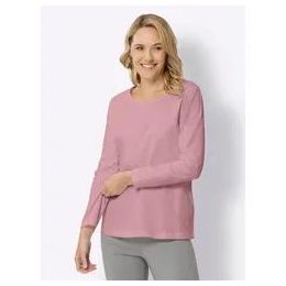 Langarmshirt Classic Basics "Langarm-Shirt", Damen, Gr. 40, lila (hortensie), 100% Baumwolle, unifarben, Rundhals, Shirts Langarmshirt