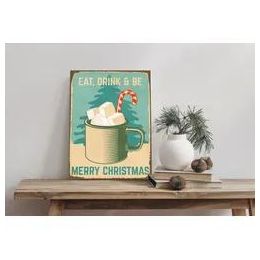 Alu-Dibond-Druck queence "Drink", braun (farbe bild(er): braun), B:20cm H:30cm T:0,2cm, Alu Dibond, Bilder, Marshmallow, Christmas, Schild