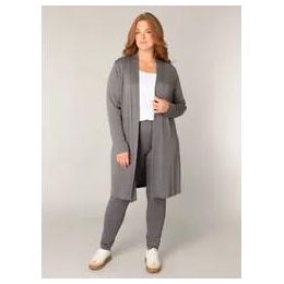 Longstrickjacke Base Level Curvy "Ayla long", Damen, Gr. 50, dunkelgrau, Strick, Obermaterial: 94% Viskose, 6% Elasthan, figurumspielend knieumspielend, eingesetzt abgesteppt, Strickjacken Longstrickjacke, Figurumspielende, weiche Strickqualit&auml;t