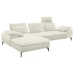 Ecksofa W.Schillig "valentinoo, Designsofa, bequem, elegant und zeitlos, L-Form", wei&szlig; (cream wei&szlig; z73), B:299cm H:83cm T:178cm, Longlife Xtra-Leder Z73: Naturwalkleder der Luxusklasse aus den erlesensten Rohh&auml;uten. Hautst&auml;rke 1, 1 &ndash; 1, 3 mm, Sofas, Ecksofa, inklusive Hocker, mit Sitztiefenverstellung, Breite 299 cm