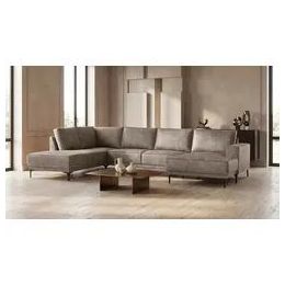 Wohnlandschaft OTTO HOME "XXL Sofa Oland, Struktur, Flachgewebe, Luxus-Microfaser, Boucle", beige (taupe), B:345cm H:85cm T:210cm, 100% Polyester, Sofas, Wohnlandschaft, U-Form, 345 cm, Wellenunterfederung, Skandi-Design, Metallf&uuml;&szlig;e