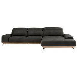 Wohnlandschaft Musterring "MR 2490 Ecksofa mit erstklassigem Sitzkomfort, Long-Life-Leder", schwarz (anthrazit, s), B:342cm T:207cm, Sofas, Wohnlandschaft, Fu&szlig; schwarz, Sitzh&ouml;he 48cm, wahlweise mit Funktionen, Ma&szlig;e 342x207 cm