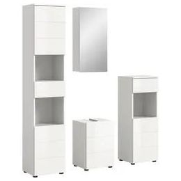 Badm&ouml;bel-Set Welltime "Biel, H&ouml;he 190 cm, Hochschrank, Unterschrank, Spiegel, Standschrank", wei&szlig; (wei&szlig; melamin), B:144cm H:190cm T:34cm, Kastenm&ouml;bel-Sets, Badm&ouml;bel-Set, Bad Set, modernes Design, Hochschrank, Unterschrank, Spiegel