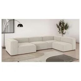 Wohnlandschaft OTTO HOME "HAILY U-Form mit Ottomane links/rechts, Ma&szlig;e B/T/H: 360/200/72 cm", beige (hellbeige), B:360cm H:72cm T:200cm, 100% Polyester, Sofas, Wohnlandschaft, als Modul oder separat verwendbar, f&uuml;r individuelle Zusammenstellung