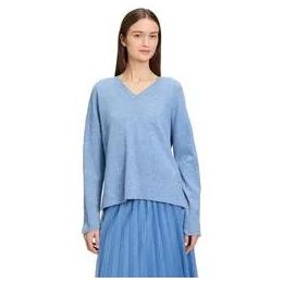 BETTY & CO Strickpullover BETTY & CO "Damen mit V-Ausschnitt", Damen, Gr. 42, blau (moonlight blau melange), Strick, Obermaterial: 50% Viskose, 27% Polyamid, 23% Polyester, gerade normal, V-Ausschnitt, Pullover Strickpullover
