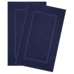 Badematte HAMMETEX "Hotelmatte, Duschvorleger", blau (dunkelblau), H:5mm, Baumwolle, Badematten, Badematte, 2-teiliges Set, einfarbig, 100% Baumwolle