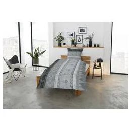 Bettw&auml;sche CASATEX "India", silber (silber, anthrazit), B/L: 155cm x 220cm, 1 Stk., 1 Stk., Interlock-Jersey, B/L: 80cm x 80cm, 2 Stk., Interlock-Jersey, Obermaterial: 100% Baumwolle, Bettw&auml;sche, Bettw&auml;sche, orientalisch und gem&uuml;tlich