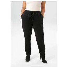 Schlupfhose ANISTON PLUS, Damen, Gr. 48, N-Gr, schwarz, Jersey, Obermaterial: 95% Baumwolle, 5% Elasthan, unifarben, figurumspielend lang, Hosen Schlupfhose, aus weicher Jersey-Qualit&auml;t