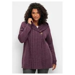 Cardigan sheego BY JOE BROWNS, Damen, Gr. 44/46, lila (brombeer), 80% Polyacryl, 20% Polyester, unifarben, Strickjacken
