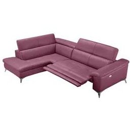 Ecksofa Egoitaliano "Martine, Multifunktionssofa mit Komfortfunktionen, edel und bequem", lila (violett), B:272cm H:96cm T:203cm, Leder NUVOLE (Echtes Rindsleder). Halbnat&uuml;rliches, halbnarbiges Rindsleder mit einer nat&uuml;rlichen K&ouml;rnung von 1, 2 bis 1, 4 mm. Dieses Leder hat eine weiche, wachsartige Haptik mit mattem Aussehen und einem Wolkeneffekt. Es handelt sich um ein Naturleder, das die urspr&uuml;n