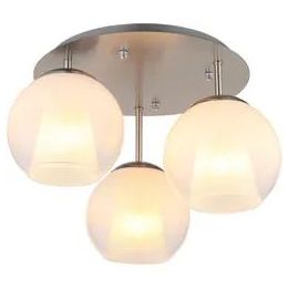 Globo LIGHTING Deckenleuchte "BARRY", nickel matt, 1 Stk., Leuchten, Deckenlampe/Metall/Glaskugeln opal/Glaskristalle klar, Deckenleuchte