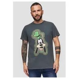 T-Shirt Recovered "Disney Goofy Outline", Damen, Gr. S, schwarz, 100% Baumwolle, bedruckt, normal, Rundhals, Shirts T-Shirt, im zeitlosen Design