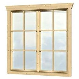 Skan Holz Fenster SKANHOLZ "Doppelfenster", beige (natur), B:57,5cm H:123,5cm, Glas, Massivholz, Fenster, f&uuml;r 45 mm Gartenh&auml;user
