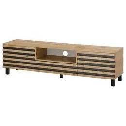 TV-Schrank Stolkom "Ankara", artisan eiche dekor, schwarz, B:166cm H:44cm T:40cm, Holzwerkstoff, Schr&auml;nke, 2 T&uuml;ren u. Schubkasten und 1 offenes Fach