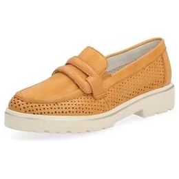 Slipper Remonte "Remonte Slipper Leder", Damen, Gr. 41, orange, Leder, Schuhe Slipper
