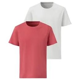 T-Shirt AUTHENTIC LE JOGGER, Herren, Gr. M (48/50), rot (koralle, wei&szlig;), Jersey, Obermaterial: 100% Baumwolle, unifarben, Basic, regular fit, Rundhals, abgesteppte Kante, Shirts T-Shirt, Freizeitshirt aus 100% Baumwolle