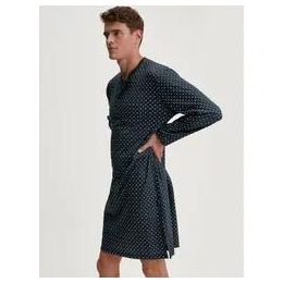 Nachthemd Calida "Relax Streamline", Herren, Gr. XL (56), N-Gr, blau (saphir blau), Interlock, Obermaterial: 100% Baumwolle, normal kniefrei, Rundhals, Kleider Nachthemd, seitliche Schlitze, Interlock-Qualit&auml;t, Langarm, Knopfleiste