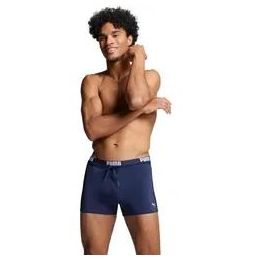 Badehose Puma "Puma SWIM MEN LOGO TRUNKS", Herren, Gr. L, N-Gr, blau (navy), Web, Obermaterial: 80% Polyester, 20% Elasthan, unifarben, Badehosen Badehose, elastischer Logobund mit integriertem Kordelzug