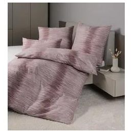 Bettw&auml;sche Janine "Edelflanell78067 0", rot (beere mauve), B/L: 155cm x 220cm, 1 Stk., 1 Stk., Linon, B/L: 80cm x 80cm, Linon, Obermaterial: 100% Baumwolle, Bettw&auml;sche, Bettw&auml;sche, mit Reissverschluss