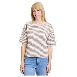 BETTY & CO Kurzarmshirt BETTY & CO "Damen mit Rundhalsausschnitt", Damen, Gr. 40, braun (wei&szlig;, braun), Obermaterial: 67% Baumwolle, 20% Polyester, 11% Viskose, 2% Elasthan, loose fit normal, U-Boot-Ausschnitt, Shirts, Struktur