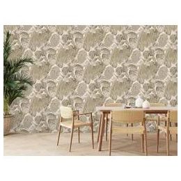 Livingwalls Vliestapete LIVING WALLS "Famous Garden Natur-Tapete Mustertapete Dschungel-Optik Dschungeloptik", beige (beige,taupe), B:0,53m H:0,02m L:10,05m, Vlies, Tapeten, Vliestapete botanisch f&uuml;r Schlafzimmer K&uuml;che Wohnzimmer Dschungel Flur