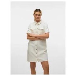 V&eacute;ro Moda Jeanskleid VERO MODA "VMJENNIE SS SHORT DENIM DRESS NOOS", Damen, Gr. XL, N-Gr, wei&szlig; (cloud dancer), Denim/Jeans, Obermaterial: 90% Baumwolle, 10% Viskose, unifarben, Kleider