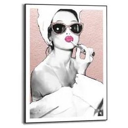 Poster Reinders "Lipstick Beauty", rosa (farbe bild(er): rosa), B:50cm H:70cm T:1,6cm, Bilder, Poster, Schlafzimmer - Frau - Sonnebrille - Rosa - MDF - Fashion - 50x70 cm
