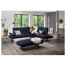 Ecksofa W.Schillig "broadway, Designsofa, toller Sitzkomfort, zeitlos, elegant, L-Form", blau (blau z59), B:284cm H:94cm T:224cm, Longlife Xtra-Leder Z59: Glattleder mit modischer Pr&auml;gung. Hautst&auml;rke 0, 9 - 1, 1 mm, Sofas, Ecksofa, Sitztiefenverstellung, Kopfteil- & Seitenteilverstellung, Breite 284cm