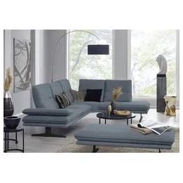Ecksofa W.Schillig "broadway, Designsofa, toller Sitzkomfort, zeitlos, elegant, L-Form", blau (blau z69), B:284cm H:94cm T:224cm, Longlife Xtra-Leder Z69: Das feinnarbige, gedeckte Softleder Z69 besticht durch seine au&szlig;ergew&ouml;hnliche Weichheit im trendigen &raquo;Vintage-Look&laquo;, Hautst&auml;rke 0, 9 - 1, 1 mm, Sofas, Ecksofa, Sitztiefenverstellung, Kopfteil- & Seitenteilverstellung, Breite 284cm