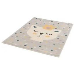 Kinderteppich "COCOON - K&ouml;nigsfell", grau (hellgrau,beige,gelb), B:120cm H:6mm L:170cm, Polypropylen, PRIMAFLOR-IDEEN IN TEXTIL, Teppiche, Kinderteppich, Kurzflor, Motiv Katze
