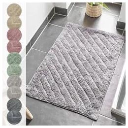 Badematte ANDIAMO "Havanna, 50x80 cm", taupe, gestreift, H:7,5mm, Baumwolle, Polyester, Badematten, Badematte, Badteppich, Uni Farben, Hoch-Tief Effekt, verschiedene Designs