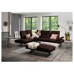 Ecksofa W.Schillig "broadway, Designsofa, toller Sitzkomfort, zeitlos, elegant, L-Form", braun (mocca z69), B:284cm H:94cm T:224cm, Longlife Xtra-Leder Z69: Das feinnarbige, gedeckte Softleder Z69 besticht durch seine au&szlig;ergew&ouml;hnliche Weichheit im trendigen &raquo;Vintage-Look&laquo;, Hautst&auml;rke 0, 9 - 1, 1 mm, Sofas, Ecksofa, Sitztiefenverstellung, Kopfteil- & Seitenteilverstellung, Breite 284cm