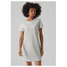 V&eacute;ro Moda Jerseykleid VERO MODA "VMSASHAMILLA SS SWEAT DRESS NOOS", Damen, Gr. S, N-Gr, grau (light grau melange), Jersey, Obermaterial: 82% Polyester, 18% Baumwolle, meliert, normal, Rundhals, Kleider Jerseykleid, Sommerkleid