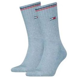 Socken Tommy Hilfiger "TH UNI TJ SOCK 2P ICONIC", Damen, Gr. 35-38, blau (light blau melange), Baumwollmischung, Socken Socken, Verst&auml;rkte Ferse und Spitze f&uuml;r zus&auml;tzliche Strapazierf&auml;higkeit