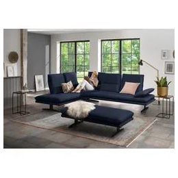 Ecksofa W.Schillig "broadway, Designsofa, toller Sitzkomfort, zeitlos, elegant, L-Form", blau (blau z59), B:284cm H:94cm T:224cm, Longlife Xtra-Leder Z59: Glattleder mit modischer Pr&auml;gung. Hautst&auml;rke 0, 9 - 1, 1 mm, Sofas, Ecksofa, Sitztiefenverstellung, Kopfteil- & Seitenteilverstellung, Breite 284cm