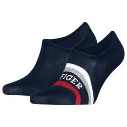 F&uuml;&szlig;linge Tommy Hilfiger "TH MEN FOOTIE 2P HILFIGER TAB", Herren, Gr. 43-46, blau (navy), Baumwolle, Elasthan, Polyamid, gestreift, unifarben mit Farbeinsatz, Socken, mit Anti-Rutsch Technologie