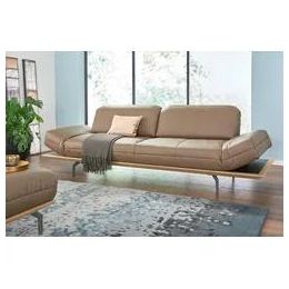 4-Sitzer "CR.420, Designsofa, Loungesofa", braun (signalbraun 534, 44), B:252cm H:117cm T:129cm, Leder Oskar - echtes Leder;Flachgewebe DONNA (76% Polyester 24% Polyacryl), CREATION BY ROLF BENZ, Sofas, in 2 Qualit&auml;ten, Holzrahmen in Eiche Natur oder Nu&szlig;baum, Breite 252 cm
