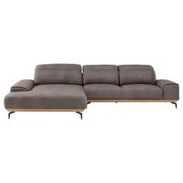 Wohnlandschaft Musterring "MR 2490 Ecksofa mit erstklassigem Sitzkomfort, Long-Life-Leder", grau (light grau, s), B:342cm T:207cm, Sofas, Wohnlandschaft, Fu&szlig; schwarz, Sitzh&ouml;he 48cm, wahlweise mit Funktionen, Ma&szlig;e 342x207 cm