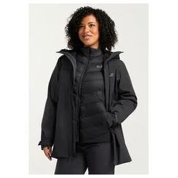 3-in-1-Funktionsjacke Jack Wolfskin "ICECAPE 3IN1 DOWN JKT W RDS", Damen, Gr. XXL (48), schwarz, Obermaterial: 100% Polyester. Futter: 100% Polyester. Innenjacke: 100% Polyester. F&uuml;llung: 90% Entendaune, 10% sonstige Fasern, Jacken