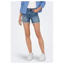 Shorts Only "ONLBLUSH MID SK DNM SHORTS NOOS", Damen, Gr. XS (34), N-Gr, blau (light blau denim), Denim/Jeans, Obermaterial: 92% Baumwolle, 6% Elastomultiester, 2% Elasthan, unifarben, regular fit kurz, Hosen Shorts, Baumwollmischung, regular fit