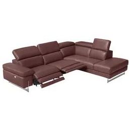 Ecksofa Egoitaliano "Candice, elegant, edel und bequem, erstklassiger Sitzkomfort, L-Form", braun, B:278cm H:100cm T:221cm, Leder &raquo;BULL&laquo; (echtes Rindsleder). Geschliffenes, pigmentiertes und behandeltes Rindsleder mit einer Dicke von 1, 3-1, 5 mm. Dieses Leder zeigt eine ziemlich weiche Hand mit einem halb undurchsichtigen Aussehen. Es handelt sich um ein gesch&uuml;tztes Leder. Eine leichte Deckschich