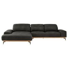 Wohnlandschaft Musterring "MR 2490 Ecksofa mit erstklassigem Sitzkomfort, Long-Life-Leder", grau (anthrazit, b), B:342cm T:207cm, Sofas, Wohnlandschaft, Bronze-Fu&szlig;, Sitzh&ouml;he 48cm, wahlweise mit Funktionen, Ma&szlig;e 342 x 207 cm